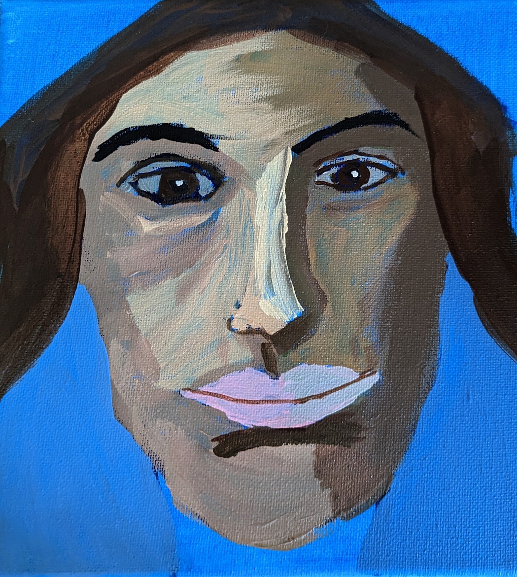 Portrait in Blue: from Adventures in Acrylic – BetterLateThanNeverArt