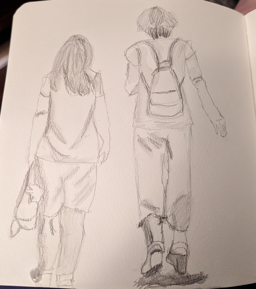 Two Friends Walking – BetterLateThanNeverArt